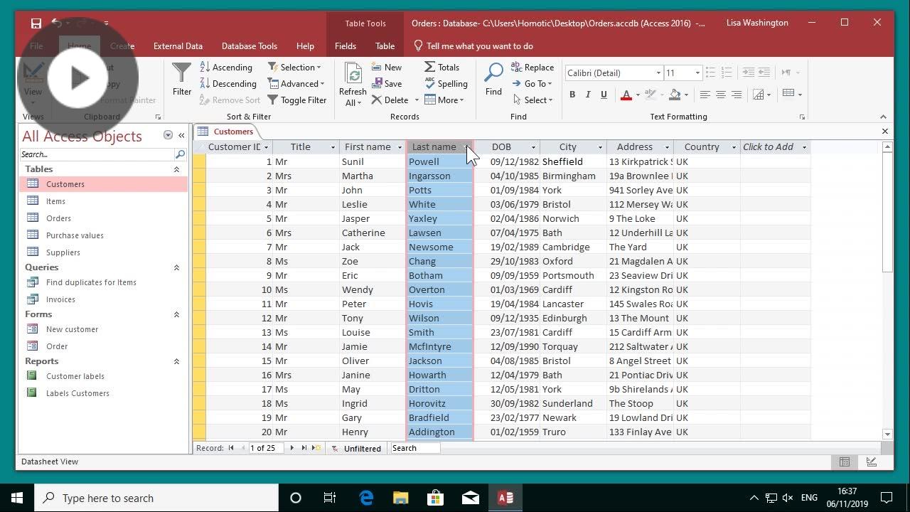 Finding & Organizing Data in Access 2019 for Windows - Access 2019 ...