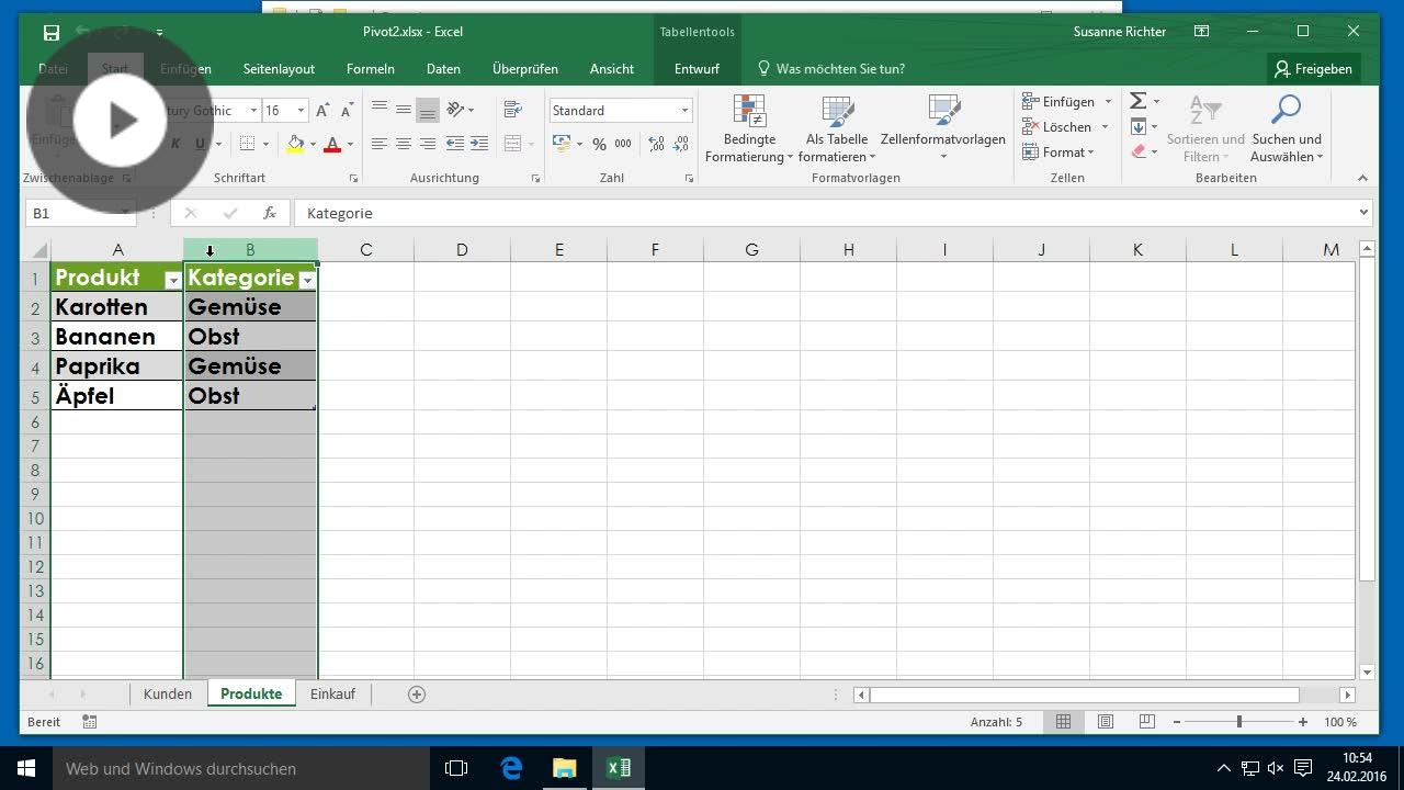 Erstellen von PivotTables und PivotCharts - Excel 2016 (Windows ...