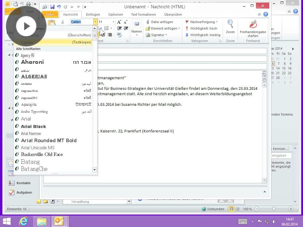 E-Mails formatieren - Outlook 2010 (Windows) - INTERMEDIATE - Skillsoft