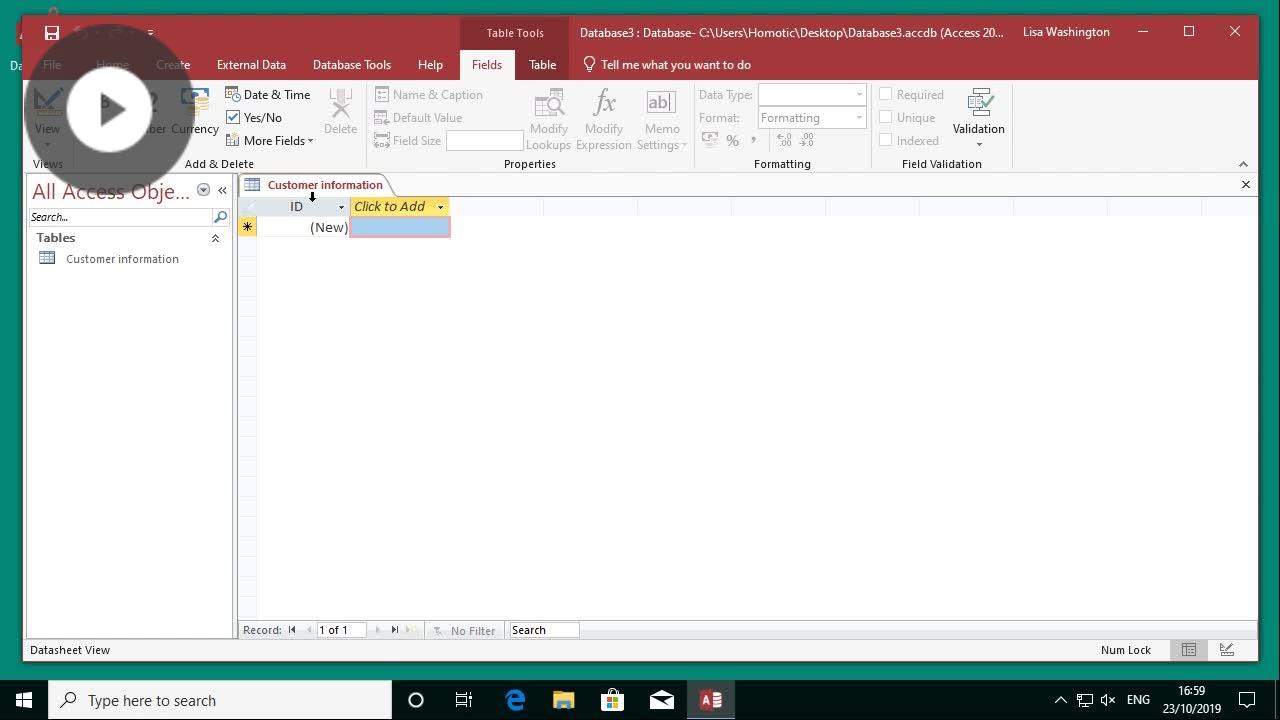Tables, Fields & Entries in Access 2019 for Windows - Access 2019 ...
