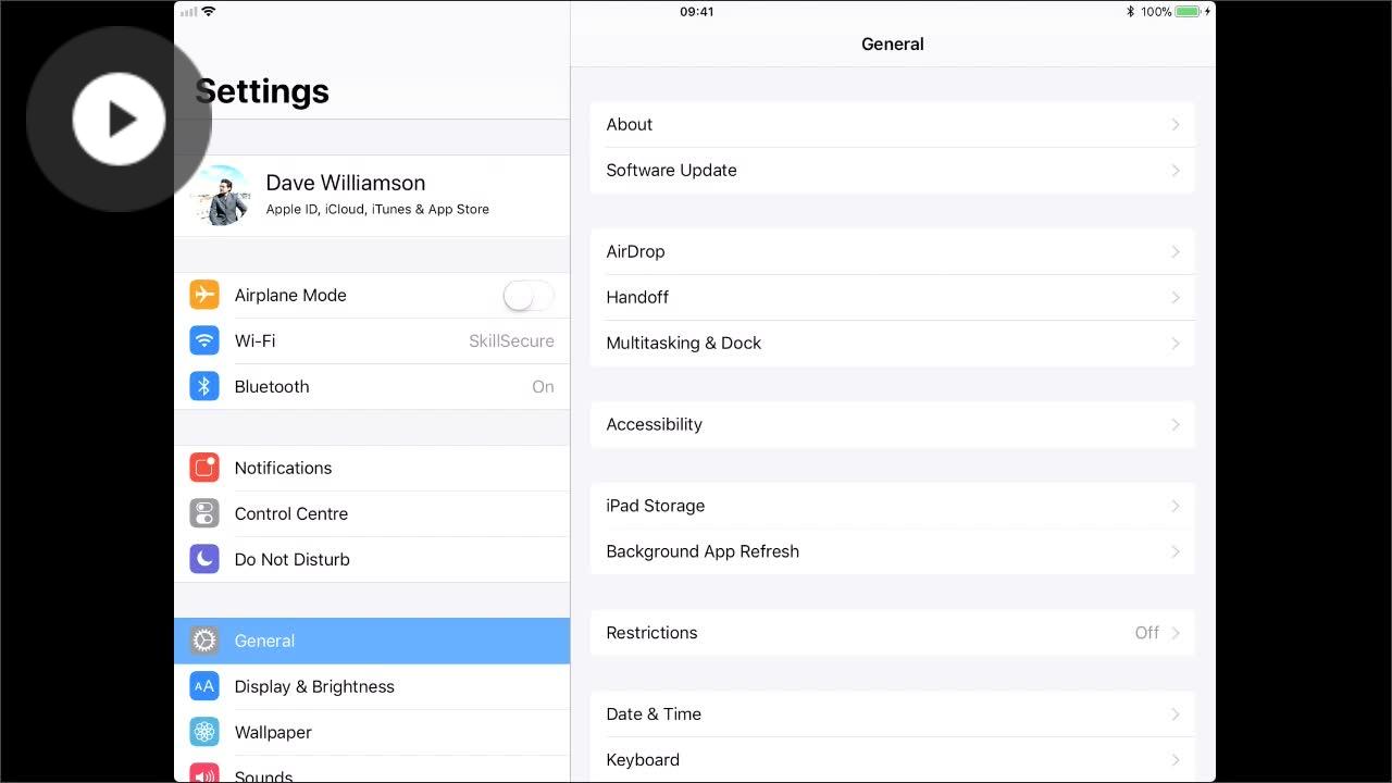 Customizing your iPad Settings - iOS 11 - INTERMEDIATE - Skillsoft