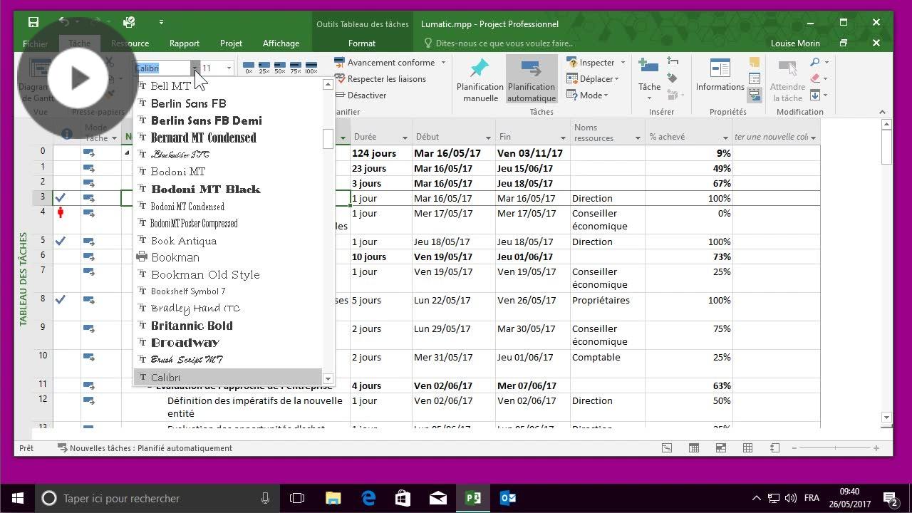 Utilisation et mise en forme de diagrammes de Gantt - Project 2016 ...