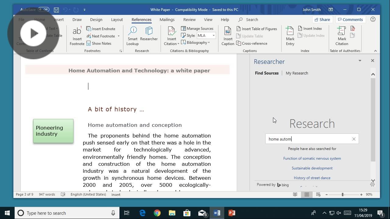 Using Research Tools in Word Microsoft 365 for Windows - Word Microsoft ...