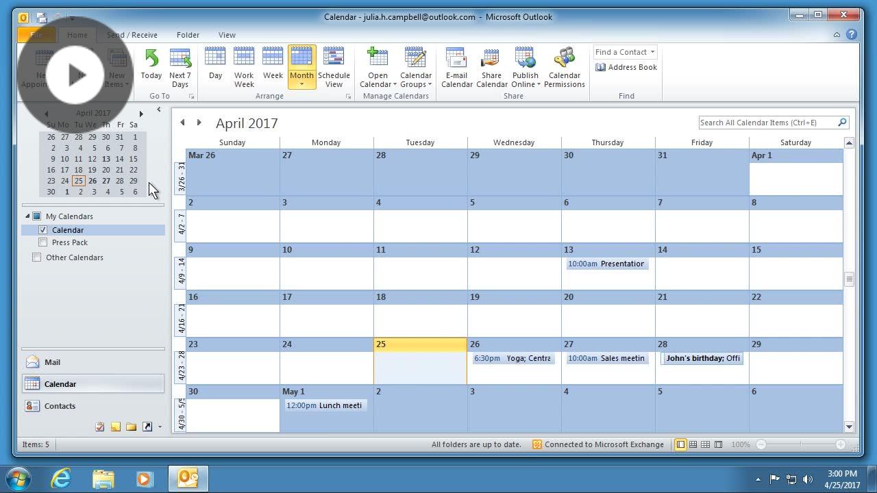 Calendar Tools in Outlook 2010 for Windows - Outlook 2010 (Windows ...