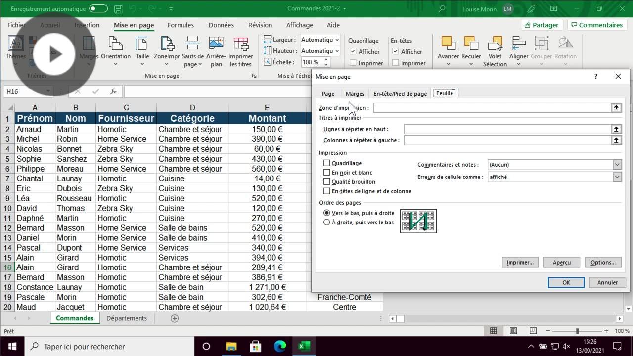 Imprimer des feuilles de calcul dans Excel 365 - Excel Microsoft 365 (2021) - BEGINNER - Skillsoft