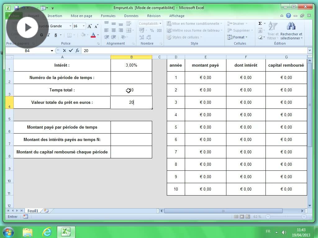 Utilisation de formules au travail - Excel 2010 (Windows ...